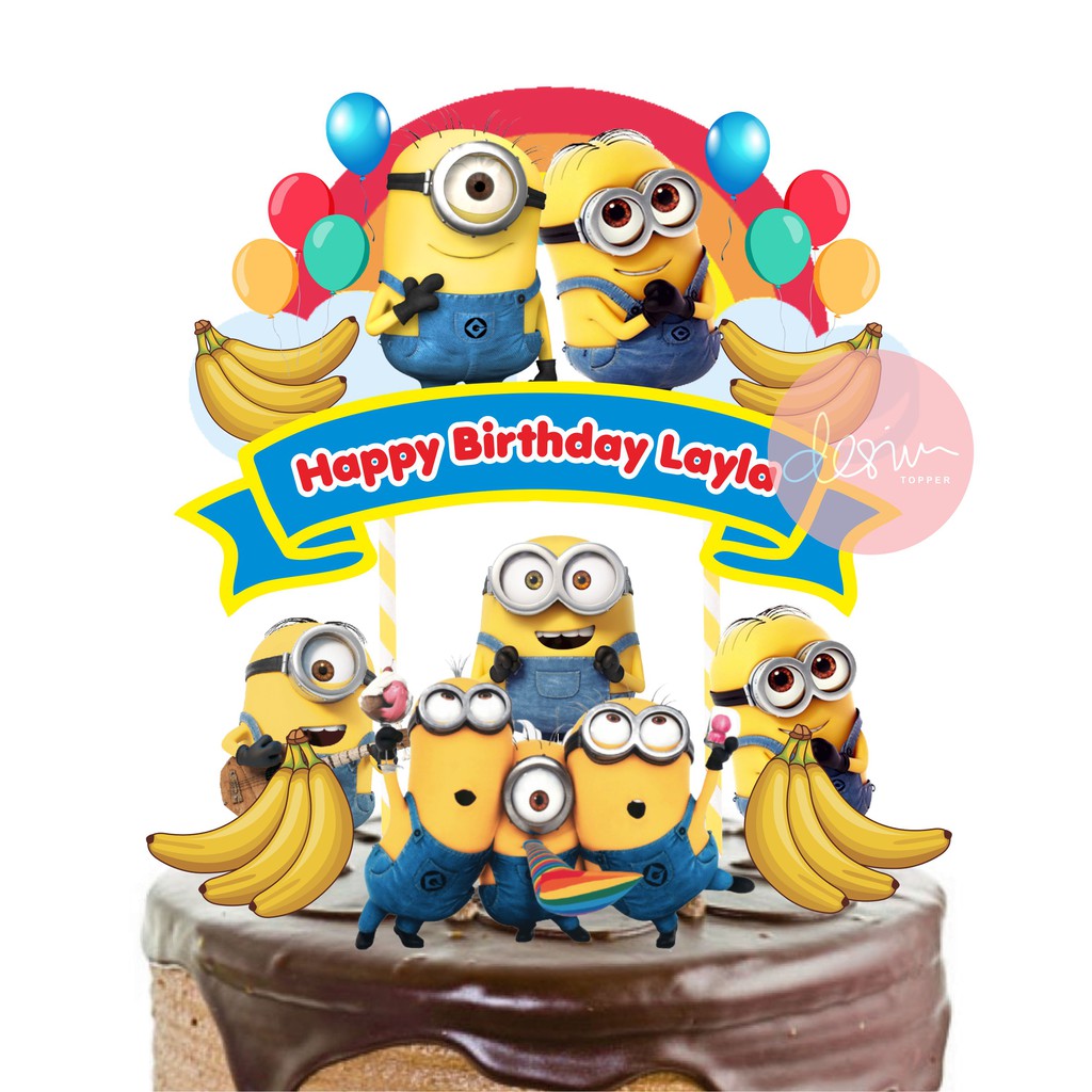Jual Topper Cake Minion (Custom Nama & Umur) FREE PACKING DUS | Shopee ...