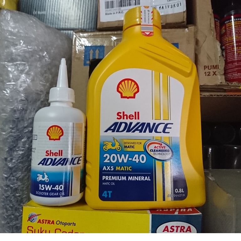Jual PAKET GANTI OLI MOTOR SHELL ADVANCE AX5 20w 40 0.8L dan OLI GEAR ...