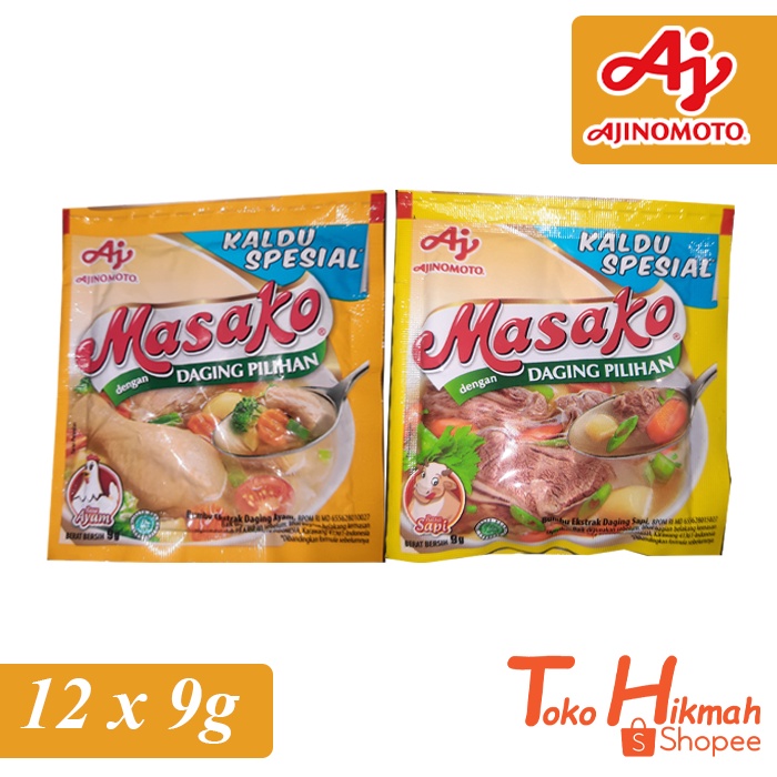 Jual MASAKO bumbu penyedap Rasa Sapi dan Ayam (1 Renceng Isi 12 Sachet ...
