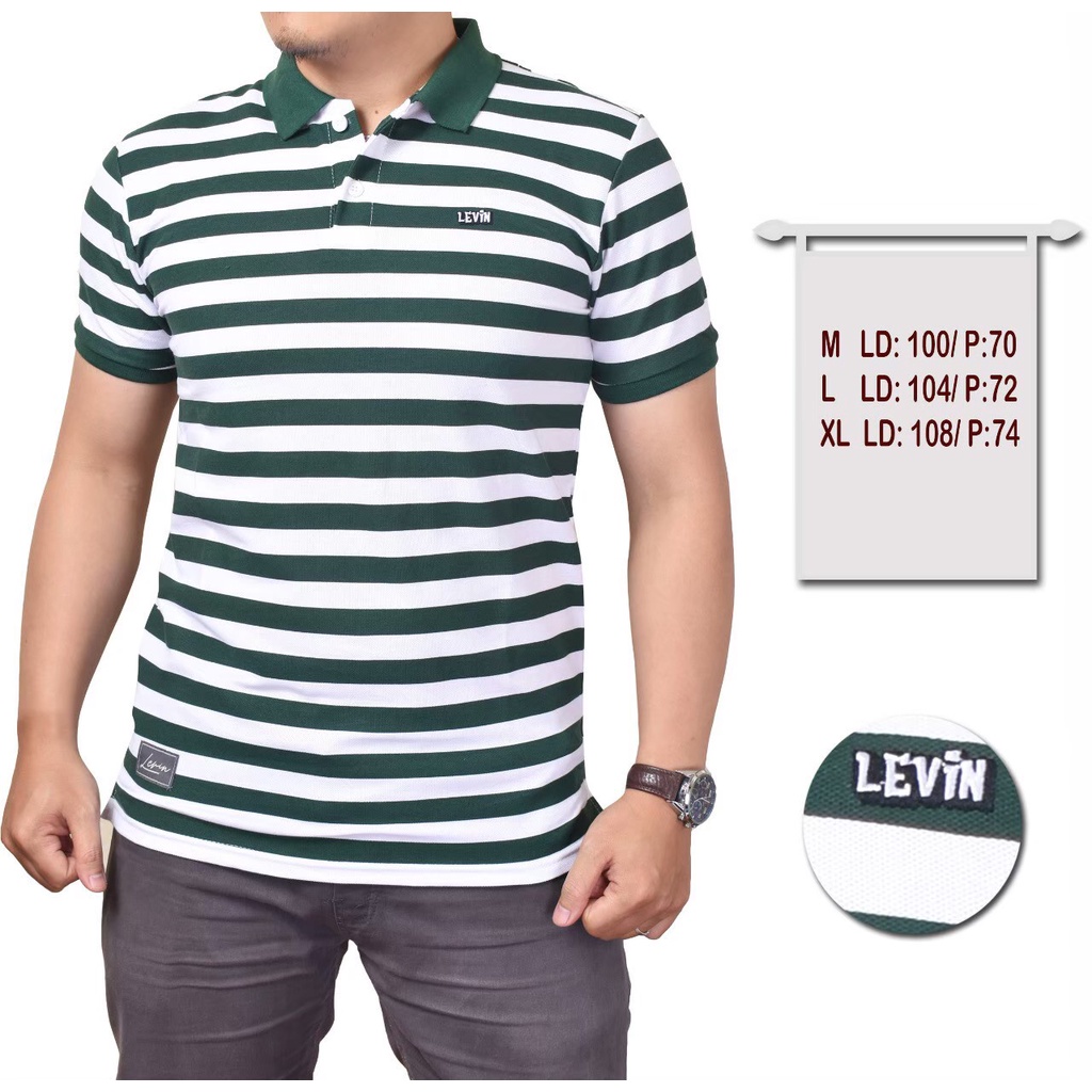 Jual Polo Shirt Pria Lengan Pendek Pria Polos Kerah | Kaos kerah salur navy | Shopee Indonesia
