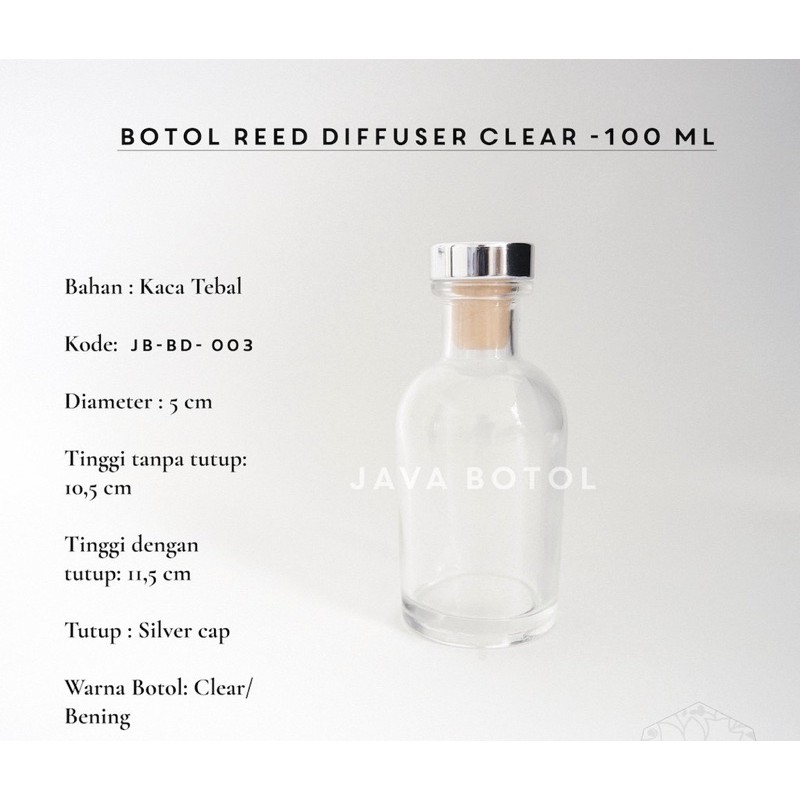 Jual BOTOL REED DIFFUSER 100ml CLEAR TRANSPARAN CORK CAP ( BOTTLE REED ...