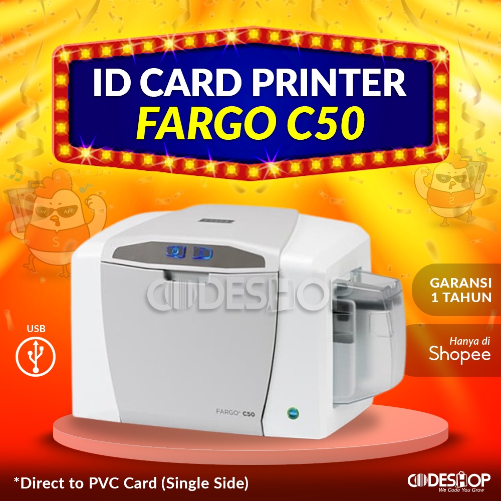 Jual ID Card Printer Fargo C50 300 DPI USB Cetak Single Side | Shopee ...
