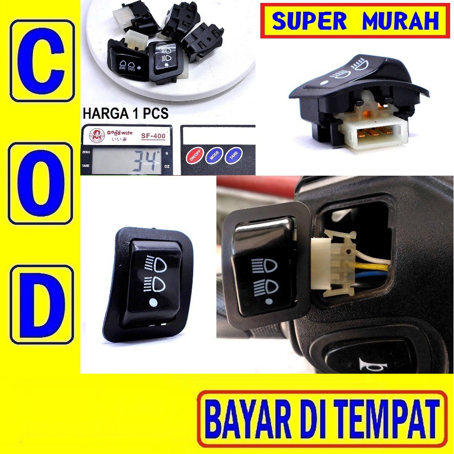 Jual PAC 21I Saklar Dimmer Tombol Lampu Dim On Off Jauh Dekat 3 Fungsi ...
