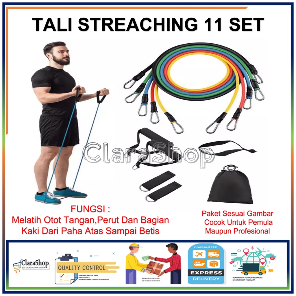 Jual Tali Stretching Pilates Tube Yoga Fitness You Can Do It 11 Set ...