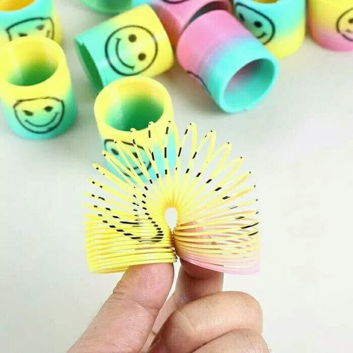 Jual Mainan Slinky Smile Rainbow Per Ukuran Kecil Spring Motif Emoji ...