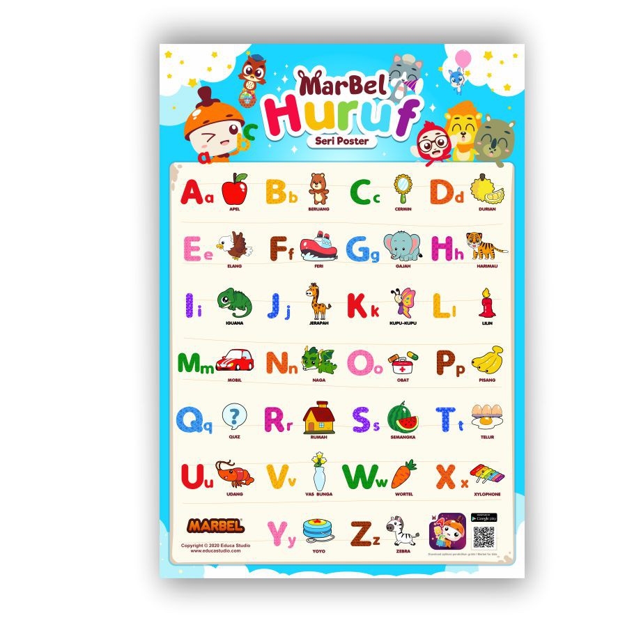 Jual Poster Alphabet Huruf ABC - Alat Peraga Pendidikan TK SD Indonesia ...