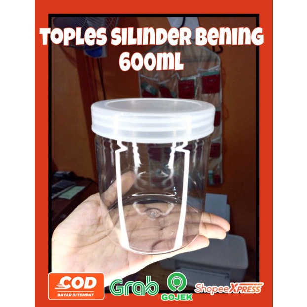 Jual toples silinder plastik bening tabung 600ml pet cookies / Toples ...
