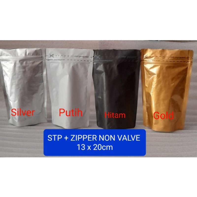 Jual Kemasan standing Pouch NON VALVE + Zipper warna hitam putih gold ...
