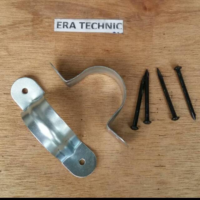 Klem seng / klem besi / klem omega ukuran 1" lengkap paku beton ...