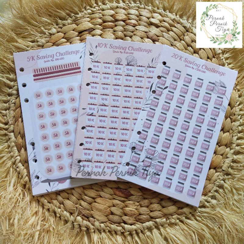 Jual KERTAS BINDER UKURAN A6 / KERTAS BINDER SAVING CHALLENGE / LOOSE LEAF SAVING CHALLENGE ...