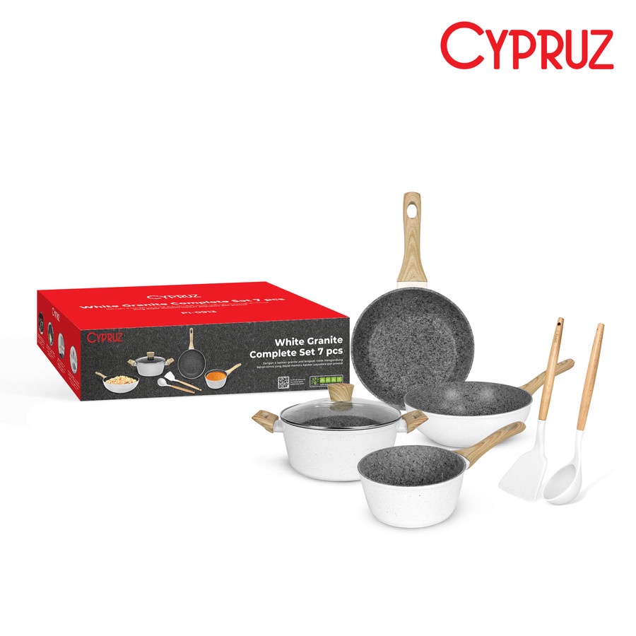 Jual Cypruz White Granite Series : Panci Complete Set 7 pcs | Shopee ...