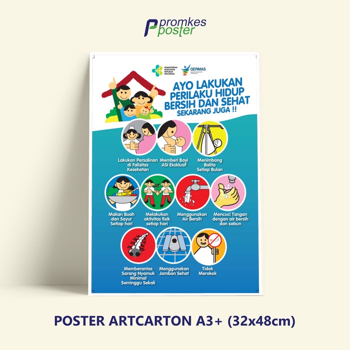 Jual Poster Kesehatan Ayo Lakukan Perilaku Hidup Bersih dan Sehat | Shopee Indonesia