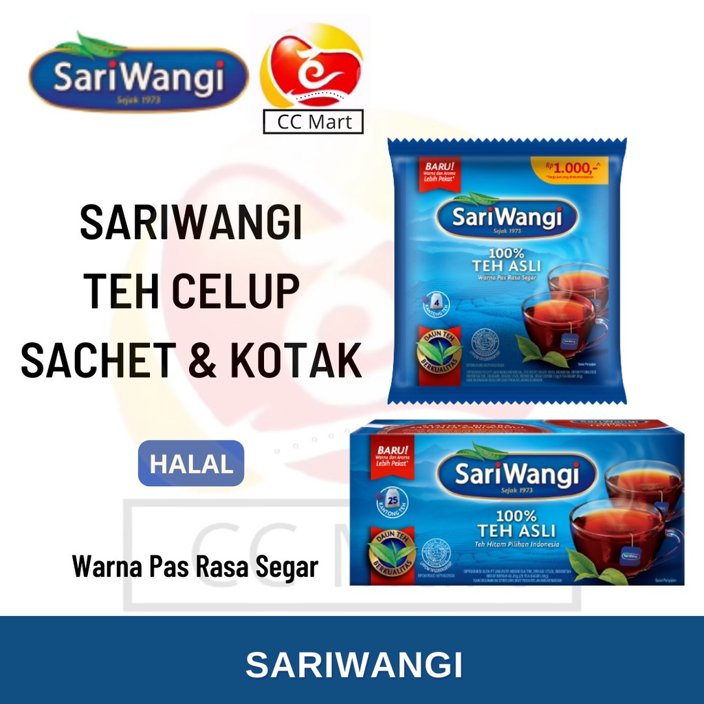 Jual Sari Wangi Teh Celup 25Kantong/ SariWangi Sachet 4Kantong | Shopee ...