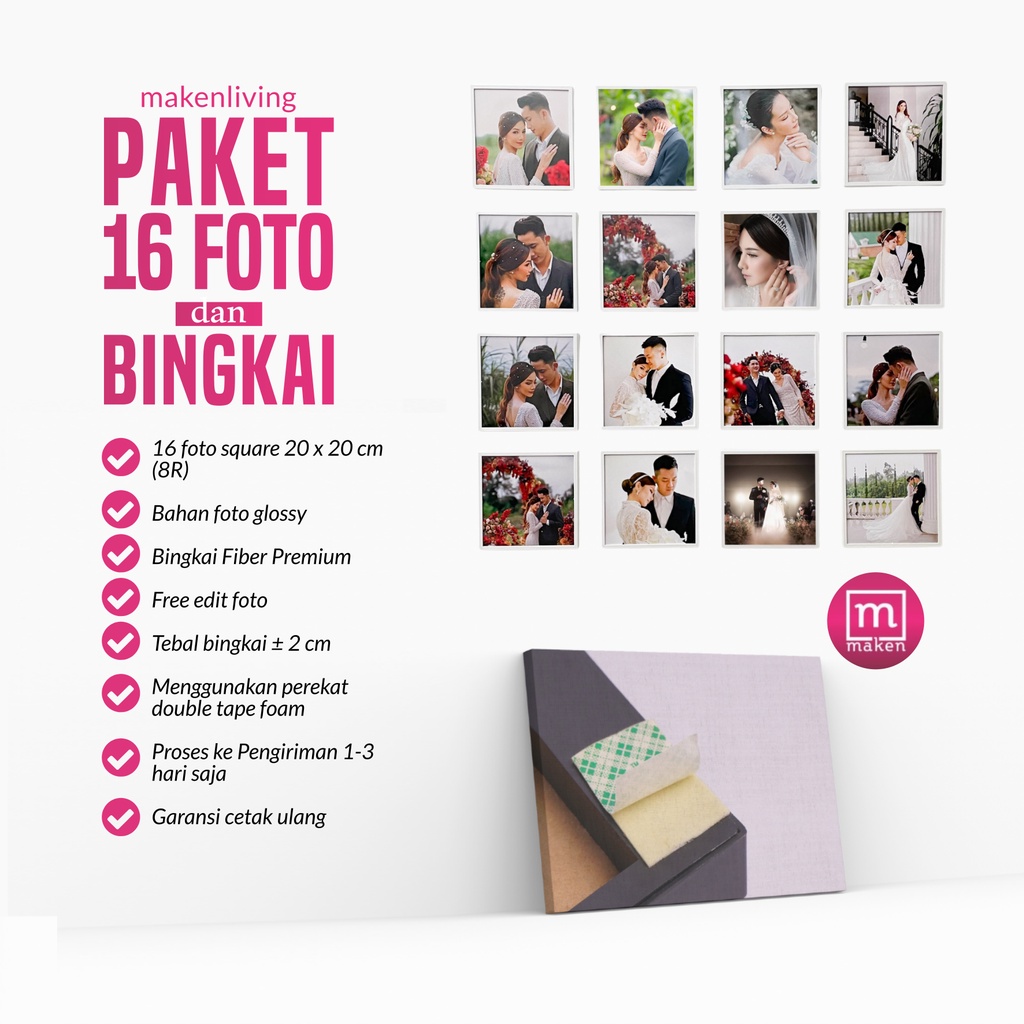 Jual Makenliving Paket 16 Foto dan Frame/Bingkai Tersedia 2 Warna ...