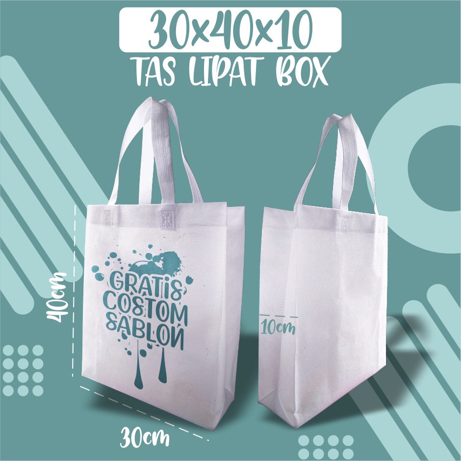 Jual TAS SPUNBOND LIPAT BOX 30X40 (SABLON COSTOM) UNTUK TAS SOUVENIR ...