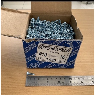 Jual SATUAN SEKRUP MUR BAUT BAJA RINGAN ROOFING SKRUP ROOFING #10X16 ...