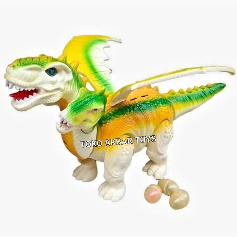 Jual Mainan Anak Dinosaurus Dragon Naga Kepala Tiga bisa Bertelur ...