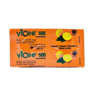 Jual VICEE VITAMIN C 500 TABLET HISAP RASA ORANGE JERUK 2 TABLET/STRIP ...