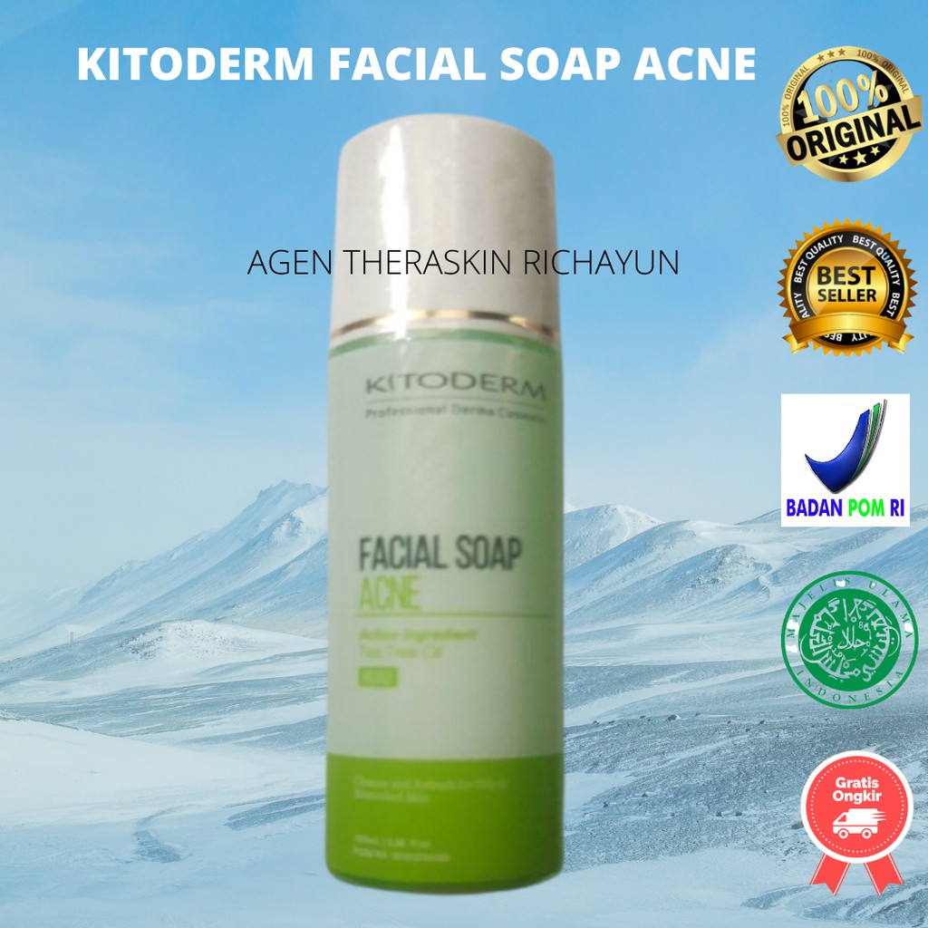 Kitoderm facial soap acne hijau 100 ml | Shopee Indonesia