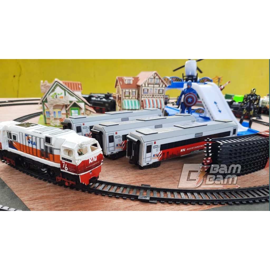 Jual Mainan Kereta Api/Paket Kereta Merdeka Lokomotif + Gerbong- Bibam ...