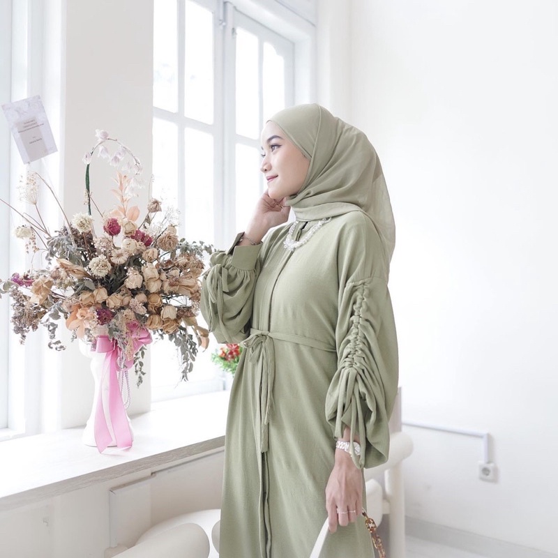 Jual Monica Gamis Crinkle Airflow Model Serut Tangan Busui Premium ...