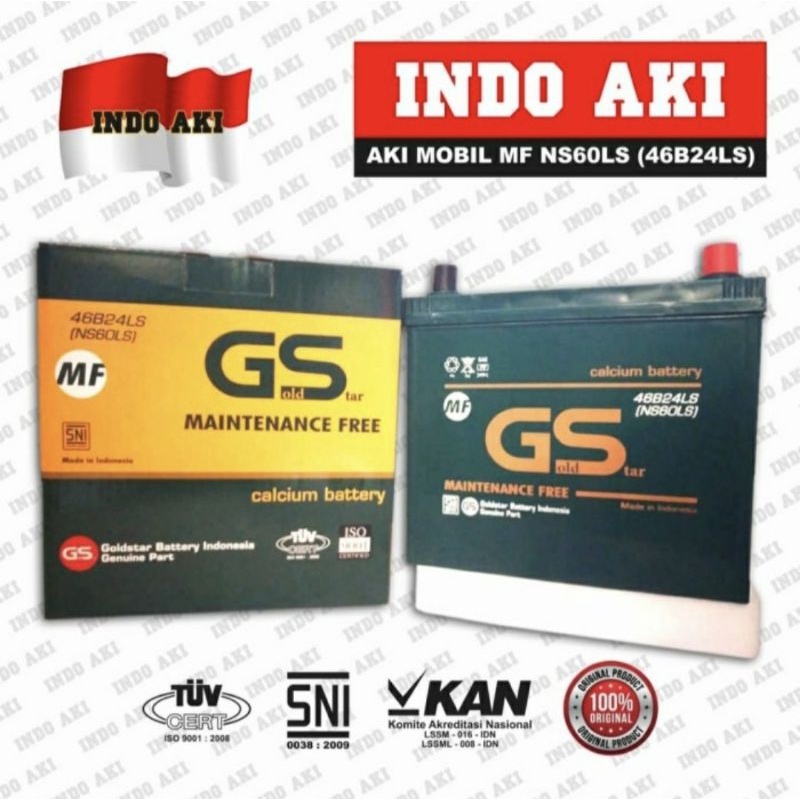 Jual AKI MOBIL MF NS60LS 46B24LS AKI KERING Yaris Innova New Vios New Civic Stream Accord ...