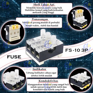 Jual EELIC FUE-FS10 -3P Fuse Holder Fuse Base Fuse Kubur Din Rel FS-10 ...