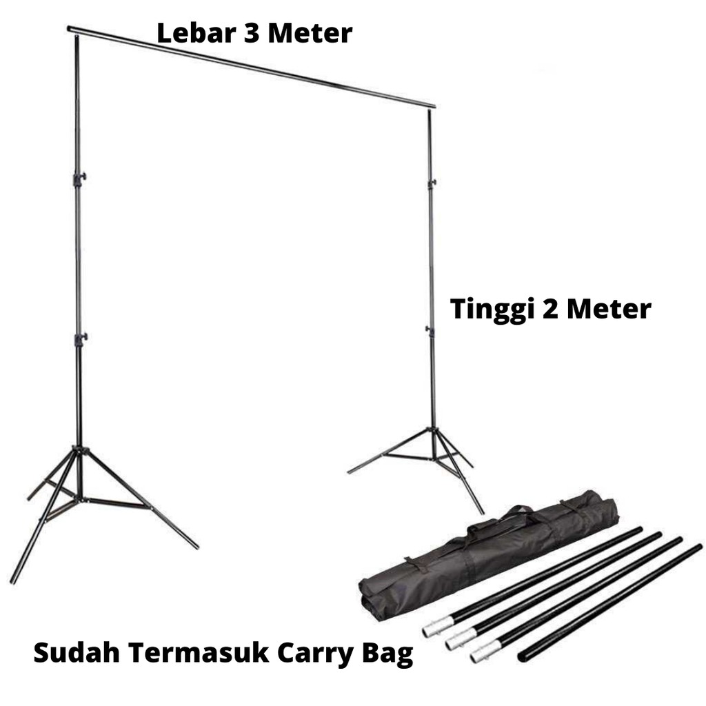 Tiang Background Backdrop / Bracket Stand Background Tinggi 2m Lebar 3m ...