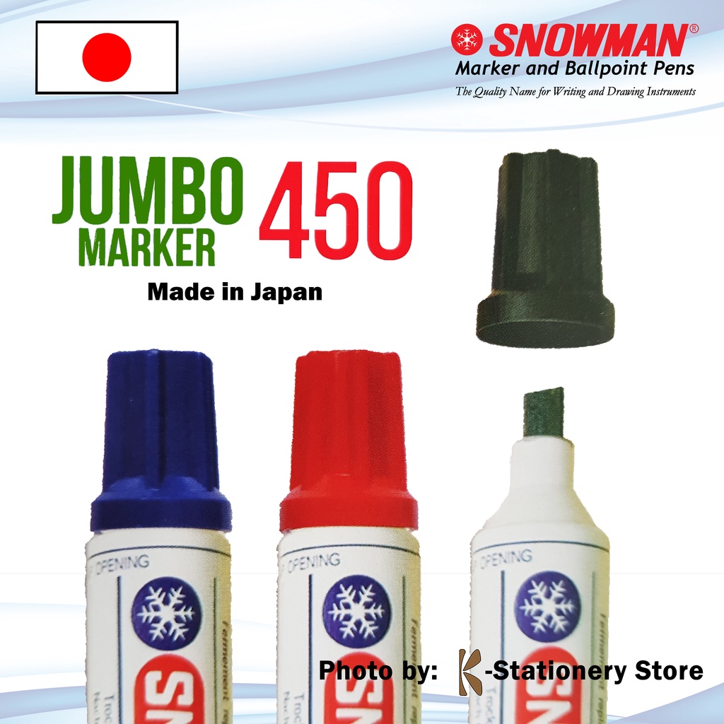Jual Spidol Permanent Snowman Original Jumbo Marker 450 ( Hitam / Biru ...