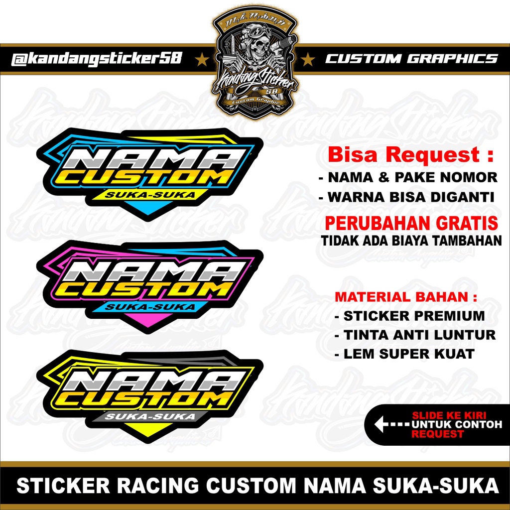 Jual Stiker Racing Custom Satuan Nama Suka Suka Sticker Custom Stiker ... Jual Stiker Racing Custom Satuan Nama Suka Suka Sticker Custom Stiker ...