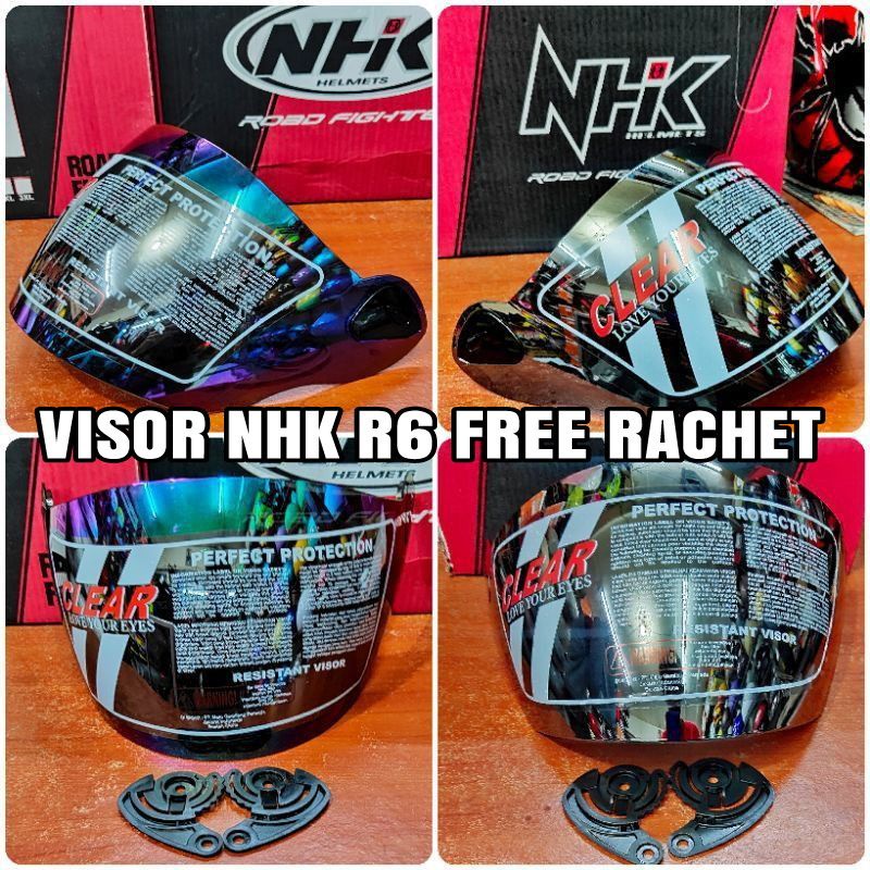 Jual VISOR NHK R6 SILVER RAINBOW BENING MURAH MERK CLEAR KACA HELM NHK R6 PELANGI SILVER BENING ...