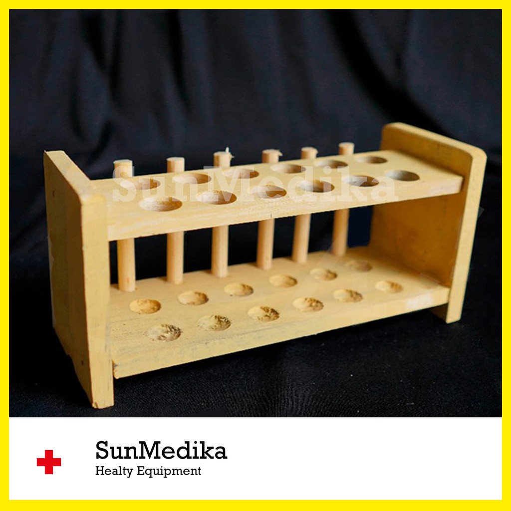 Jual Rak Tabung Reaksi Kayu 12 Lubang | Diameter 18mm | Test Tube Rack ...