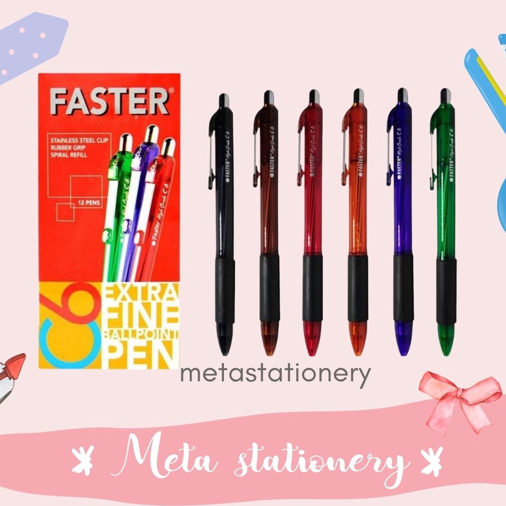 Jual Pulpen / Pen Faster C6 (12pc) | Shopee Indonesia