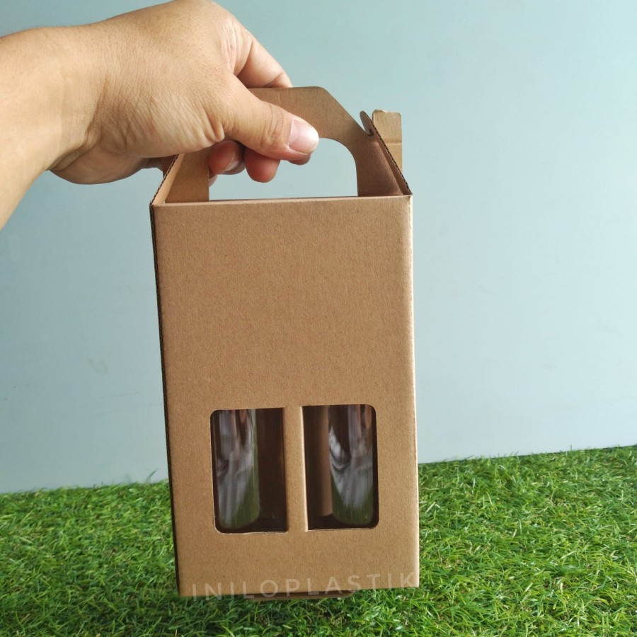 Jual Handle Box Botol 250ml isi 2 ( 12x5,5x24cm )/ Box Hamper Minuman ...