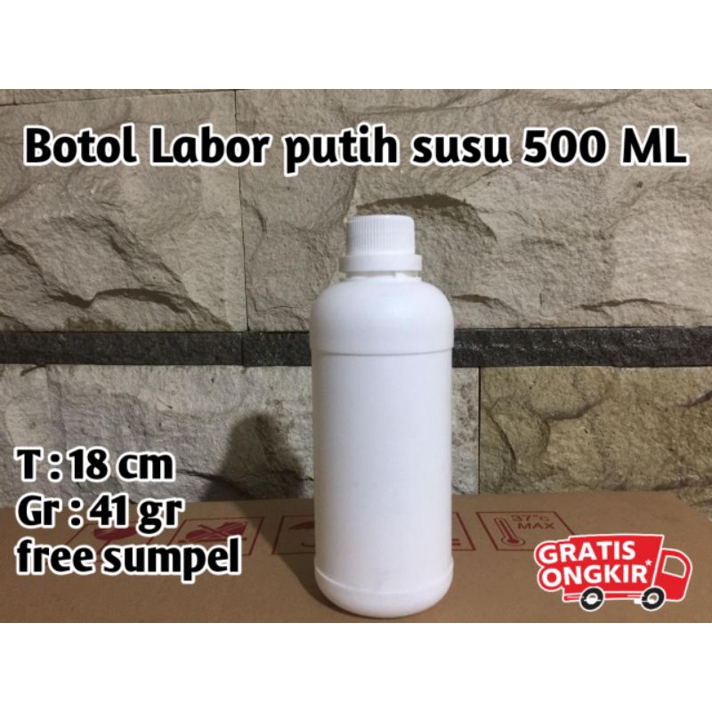 Jual botol labor 500 ml // botol pupuk 500 ml // botol kimia putih susu ...