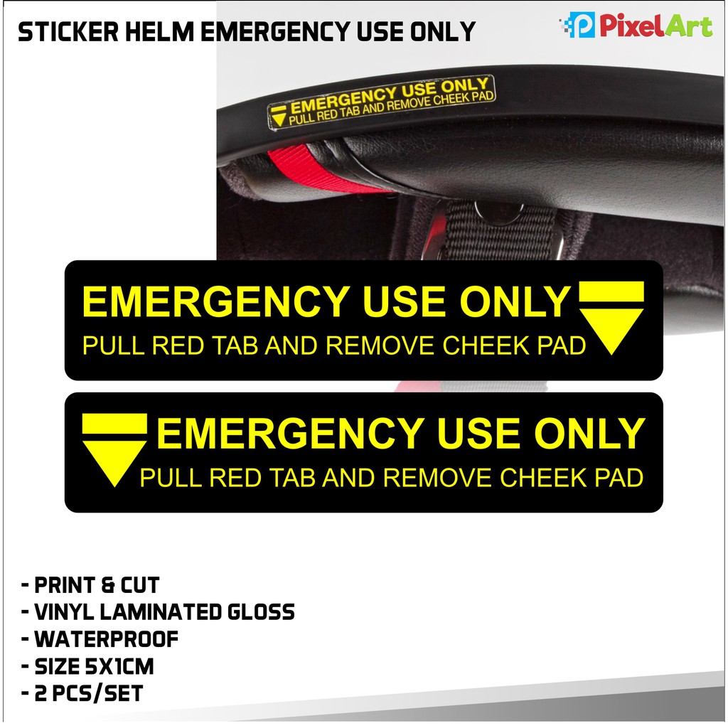 Jual STICKER EMERGENCY USE ONLY FOR CHEEK PAD HELMET | Shopee Indonesia