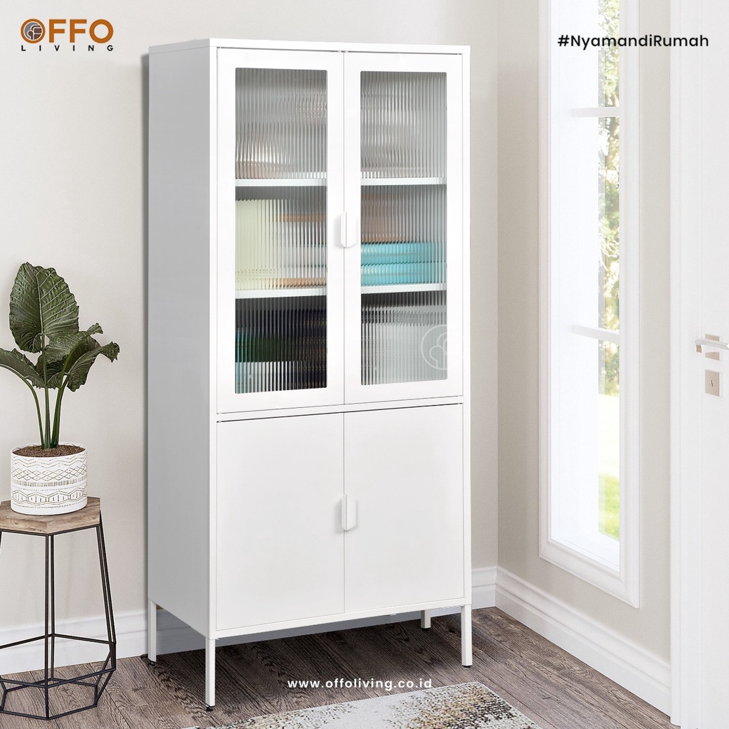 Jual Offo Living - Rak Lemari Hias Besi - Kabinet Besi Pintu kaca ...