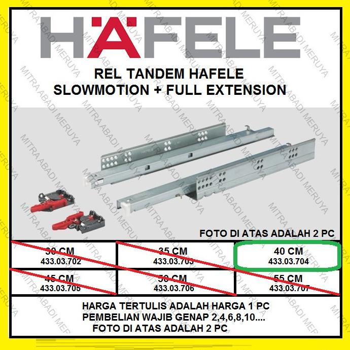 Jual Rel Laci Hafele Rel Tandem Hafele 40cm Full Ext. Slowmotion Drawer ...