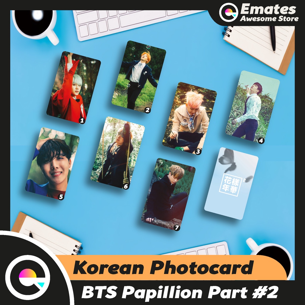 Jual Photocard BTS Papillon 2 Jung Kook V Jimin Seok Jin Suga RM J-Hope Album foto card bts poto ...