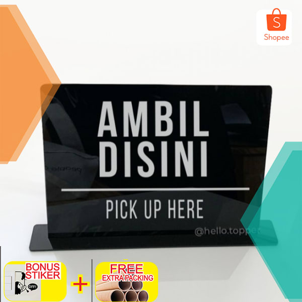 Jual ambil disini Sign Standing acrylik timbul 20x 155 cm - dasar hitam ...