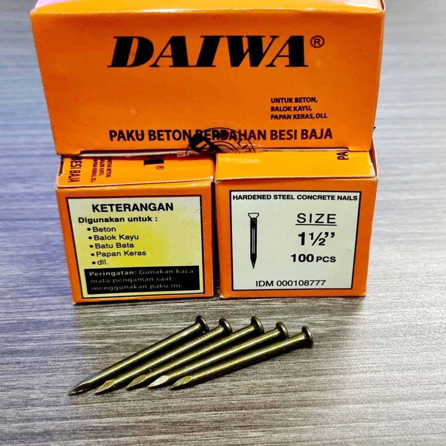 Jual PAKU BETON 11/2" BAHAN BESI BAJA LAPIS KUNING HARDENED STEEL DAIWA | Shopee Indonesia