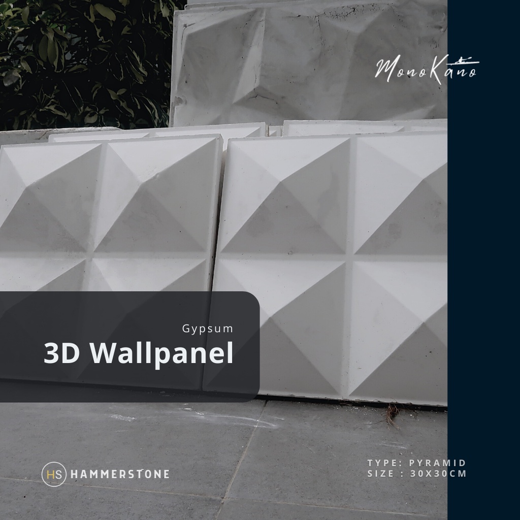Jual 3D Wallpanel Gypsum Semen Pyramid 30x30cm/Wall decoration/Dekorasi ...
