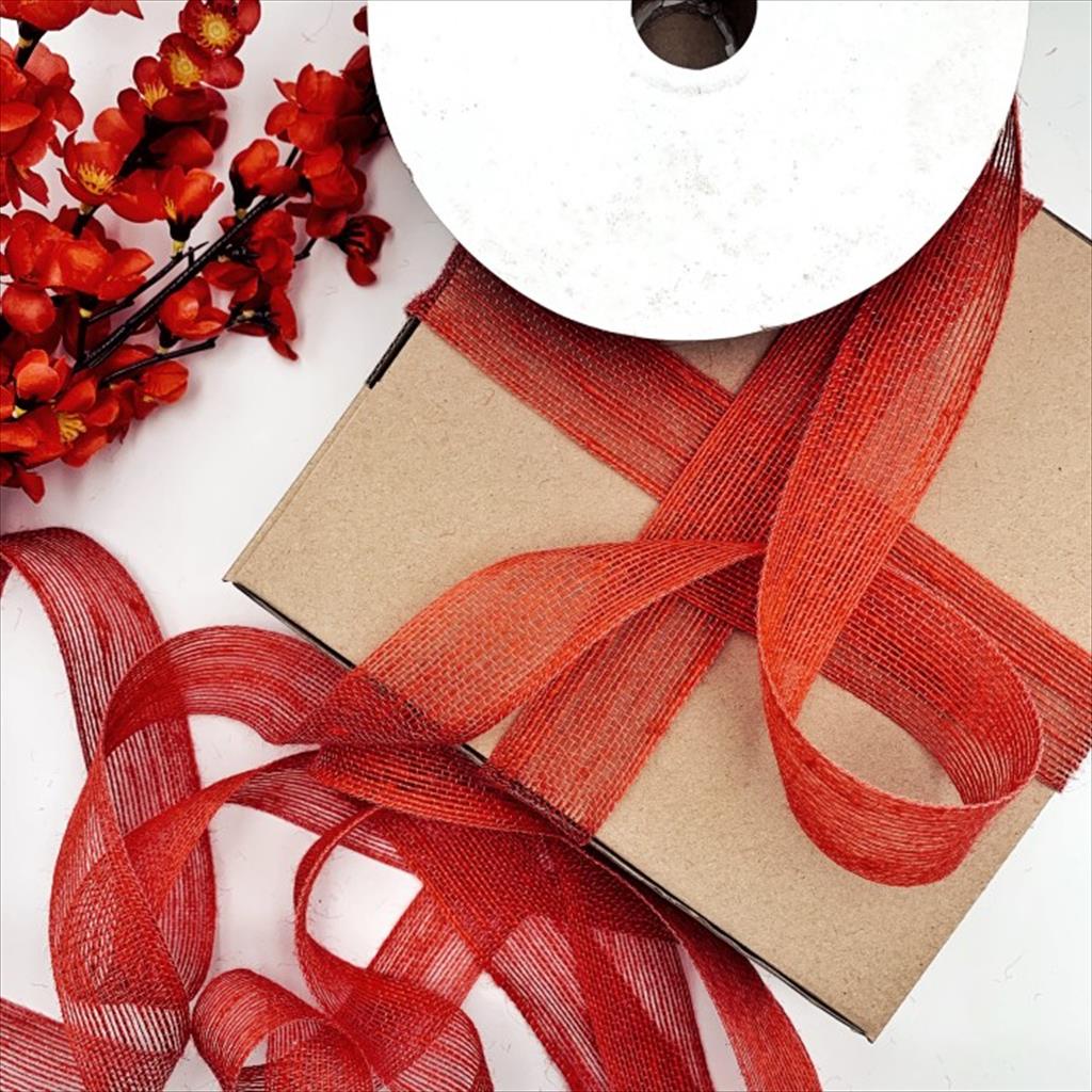 Jual DIY Pita Kado Tali Ribbon Goni Jute Rami Burlap Polos Merah 3,8 cm ...
