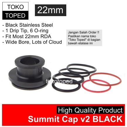 Jual Summit Cap V2 Black 22mm Wide Bore 510 Drip Tip | goon petri ...