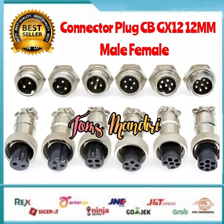 Jual Aviation Connector Plug CB GX12 12 Mili Set Male Female | Shopee ...