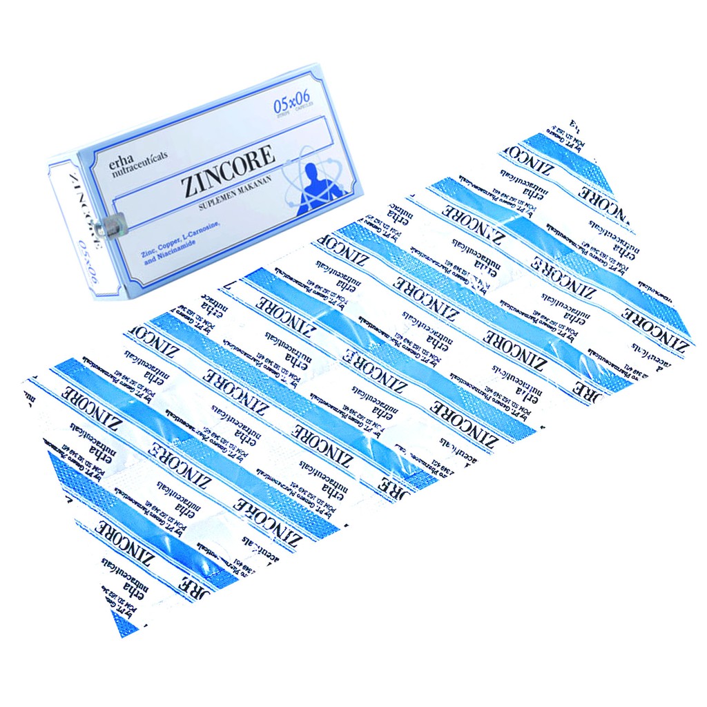 Jual Erha Zincore Strip / 6 Kapsul (Suplemen Zinc Rambut) | Shopee ...
