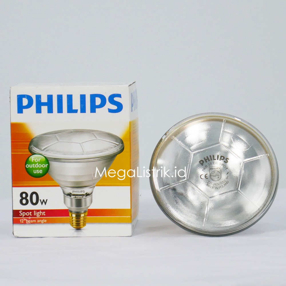 PHILIPS LAMPU SOROT / SPOT LIGHT OUTDOOR PAR38 80 WATT / 80W CLEAR E27 ...