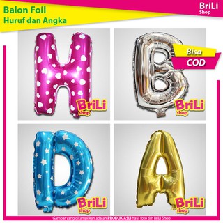 Balon Foil Huruf dan Angka Baloon Nama Ulang Tahun Ultah Gold Silver ...