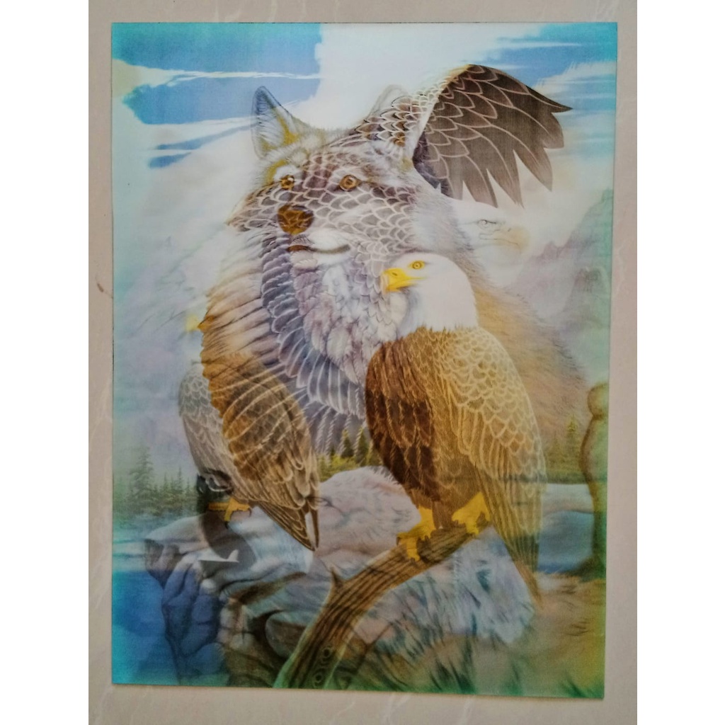 Jual Poster Gambar 3D / 3 Dimensi Serigala Elang 30x40cm | Shopee Indonesia