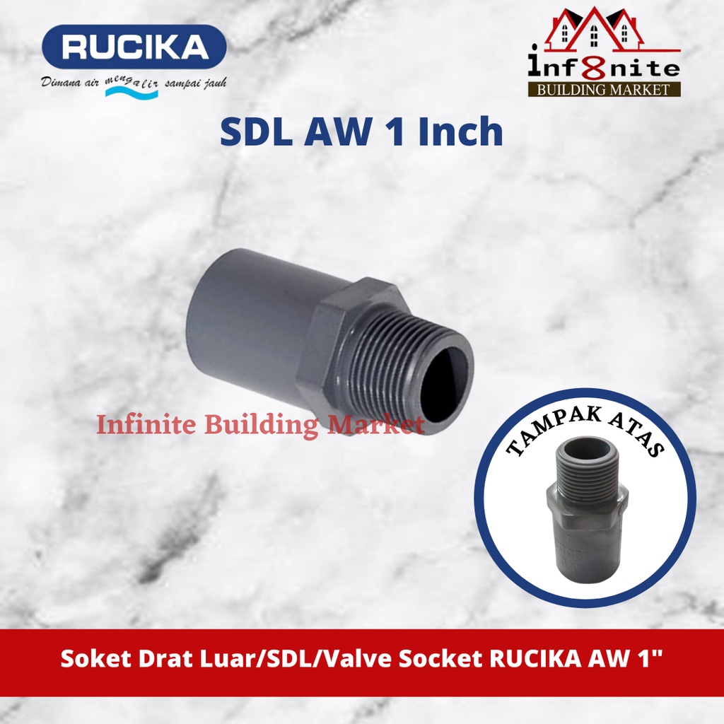 Jual Soket Drat Luar SDL 1" Rucika AW Valve Socket PVC Sokdrat Lurus | Shopee Indonesia
